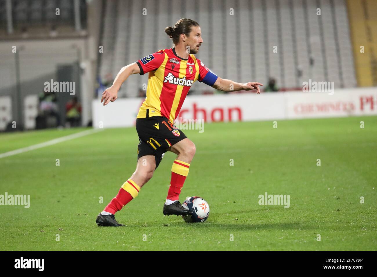 Captain RC Lens Yannick Cahuzac 18 during the French championship Ligue ...