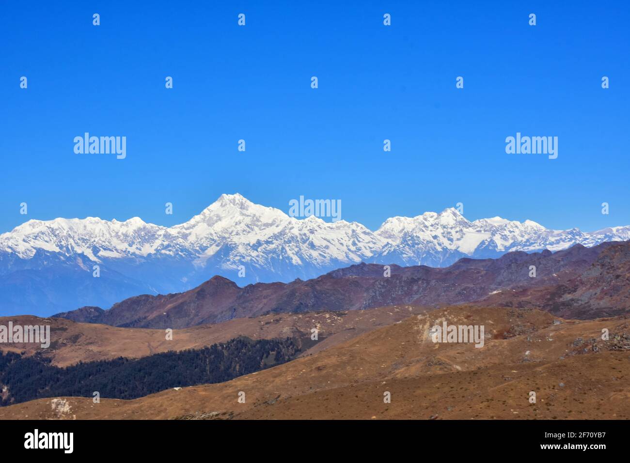 Panoramic and Majestic view of mount Kanchenjunga from sikkim Stock ...