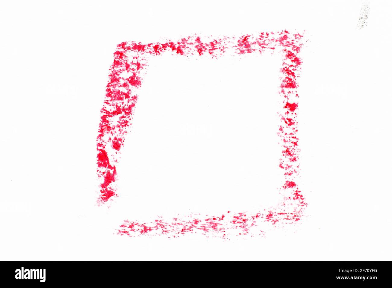 Red color oil pastel drawing in rectangle or square shape on white ...