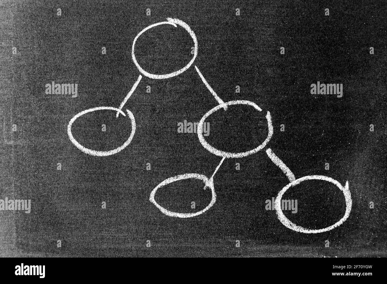 White color chalk hand drawing in circle organization chart shape on ...