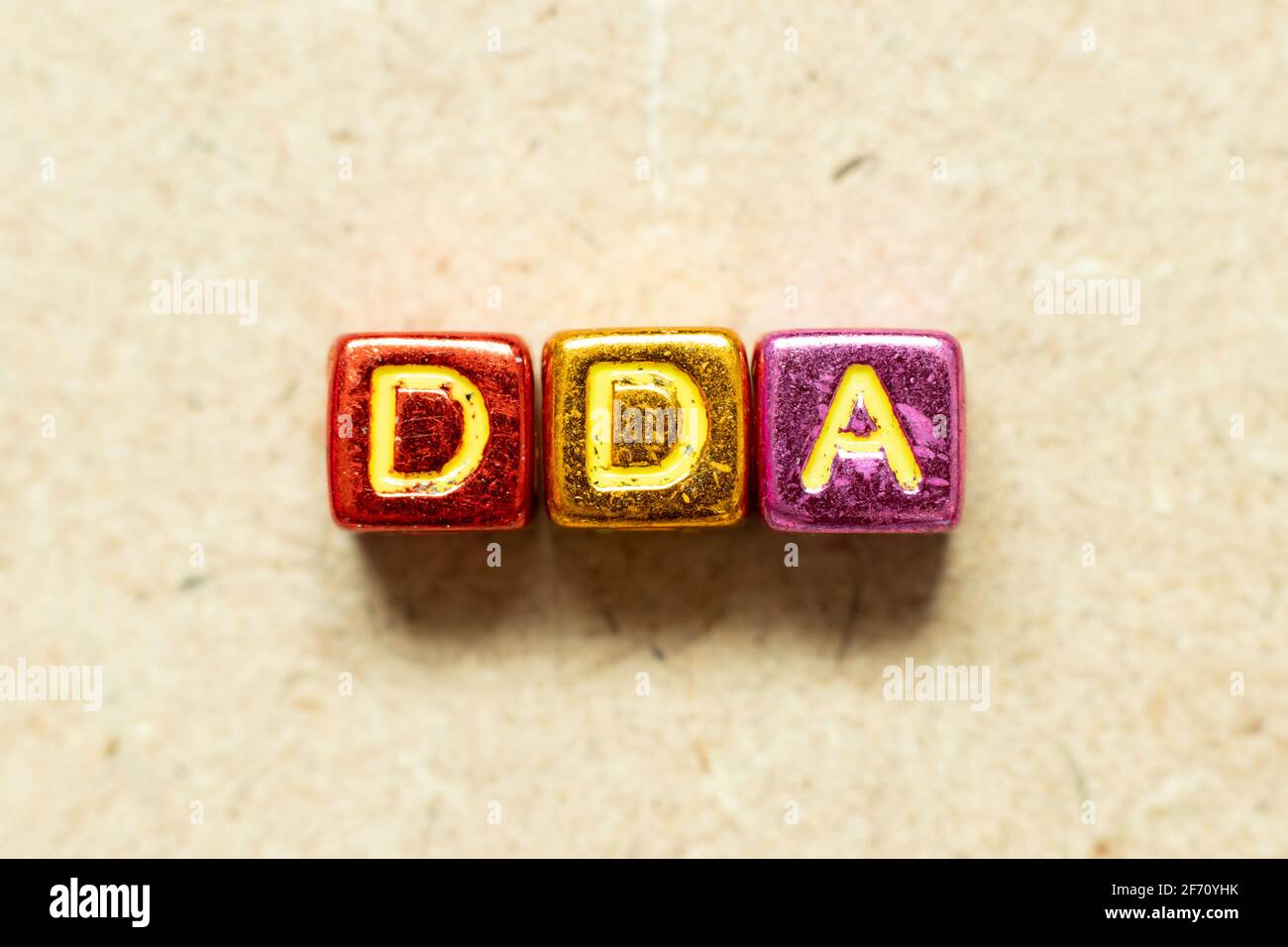 Metallic color alphabet letter block in word DDA (Abbreviation of ...