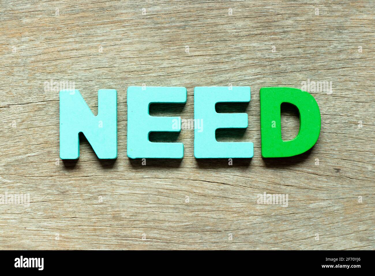 Color alphabet letter in word need on wood background Stock Photo - Alamy