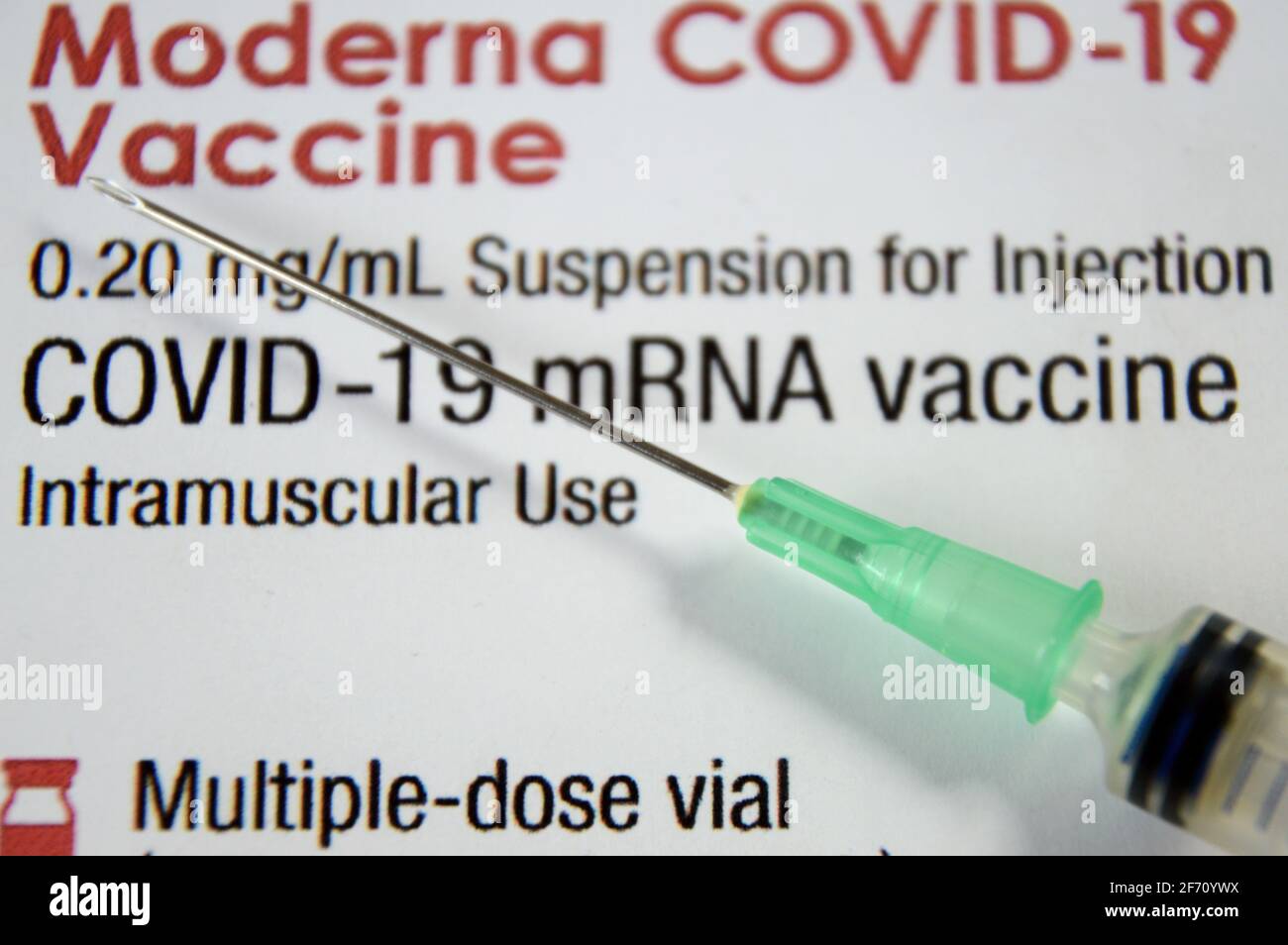 France. 31st Mar, 2021. In this photo illustration, a medical syringe ...