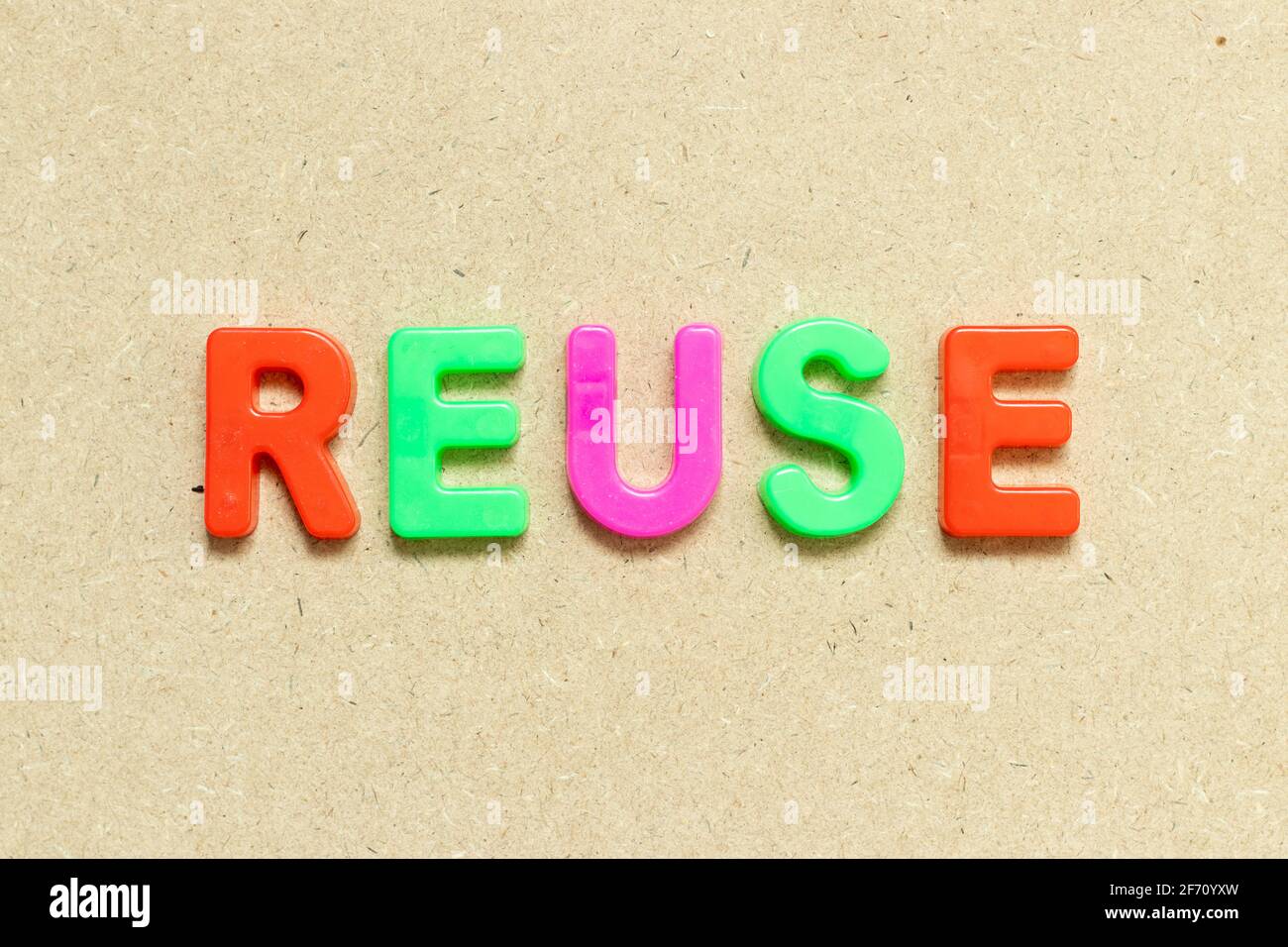 Color alphabet letter with word reuse on wood background Stock Photo ...