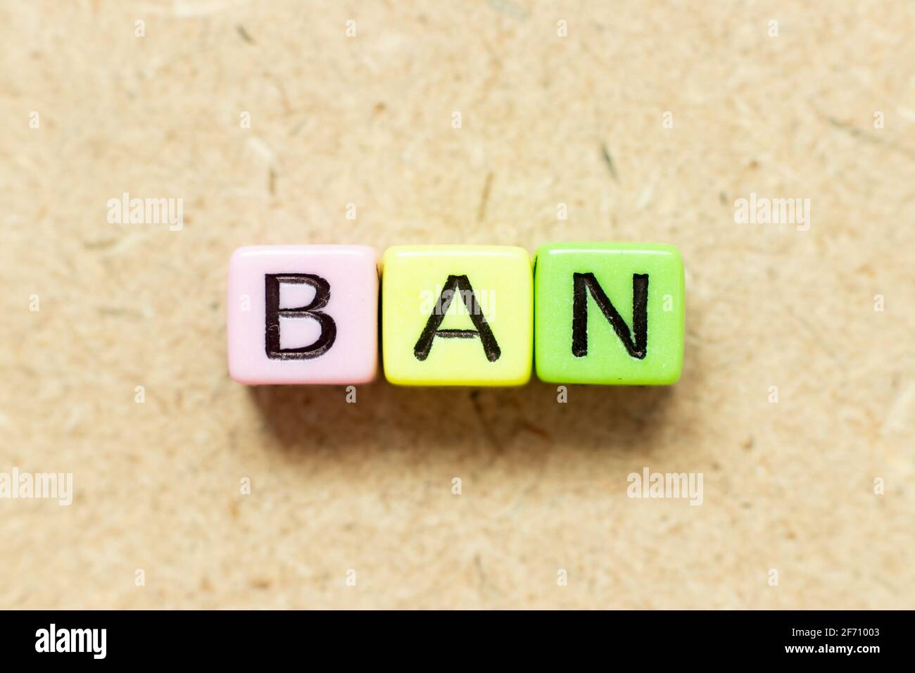 Color alphabet letter block in word ban on wood background Stock Photo ...