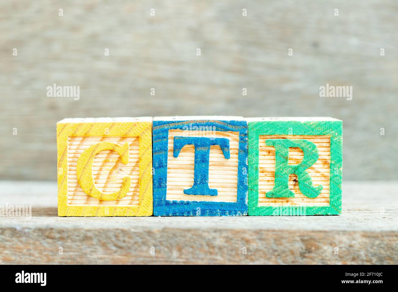Color alphabet letter block in word CTR (Abbreviation of Click trough ...