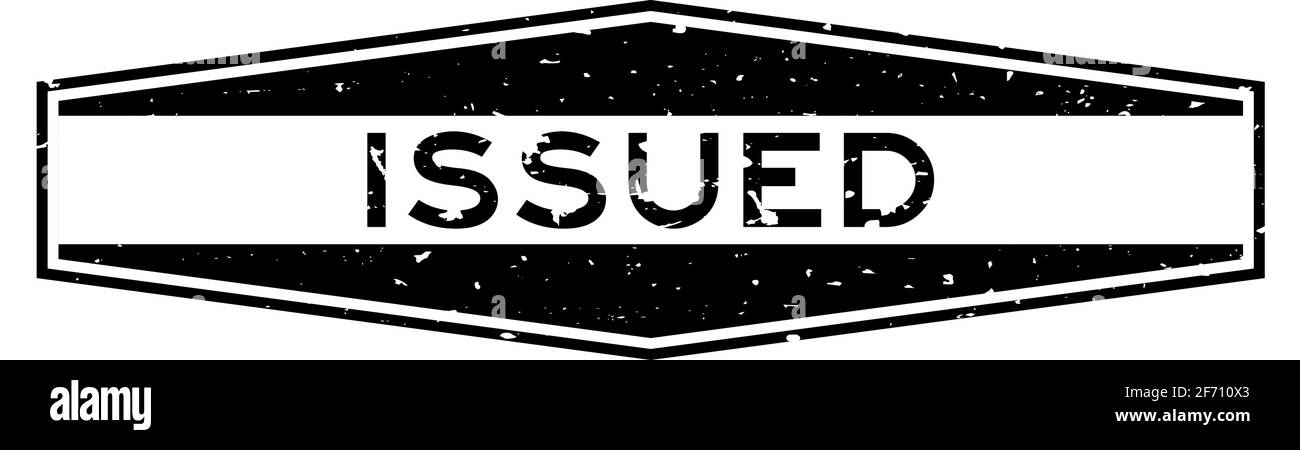 Grunge black issued word hexagon rubber seal stamp on white background ...
