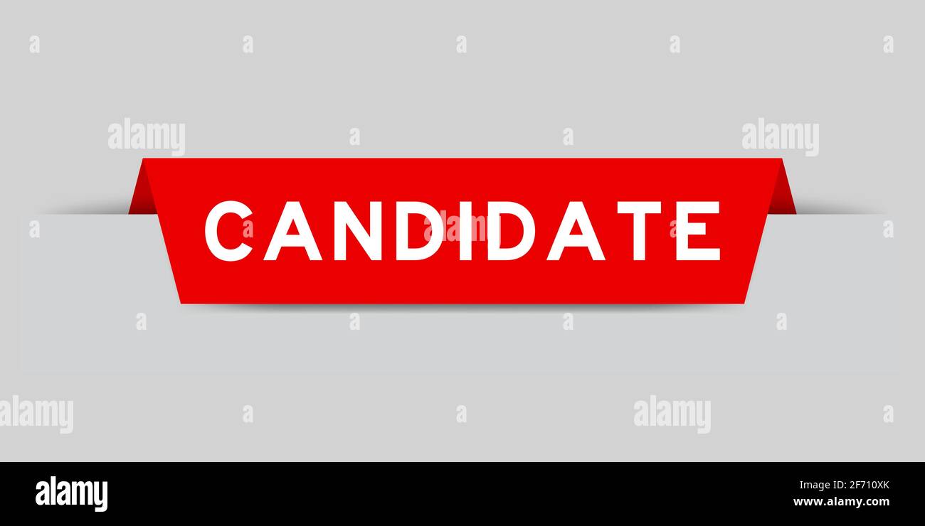 Red color inserted label with word candidate on gray background Stock ...