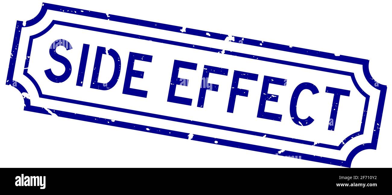 Grunge blue side effect word rubber business seal stamp on white ...