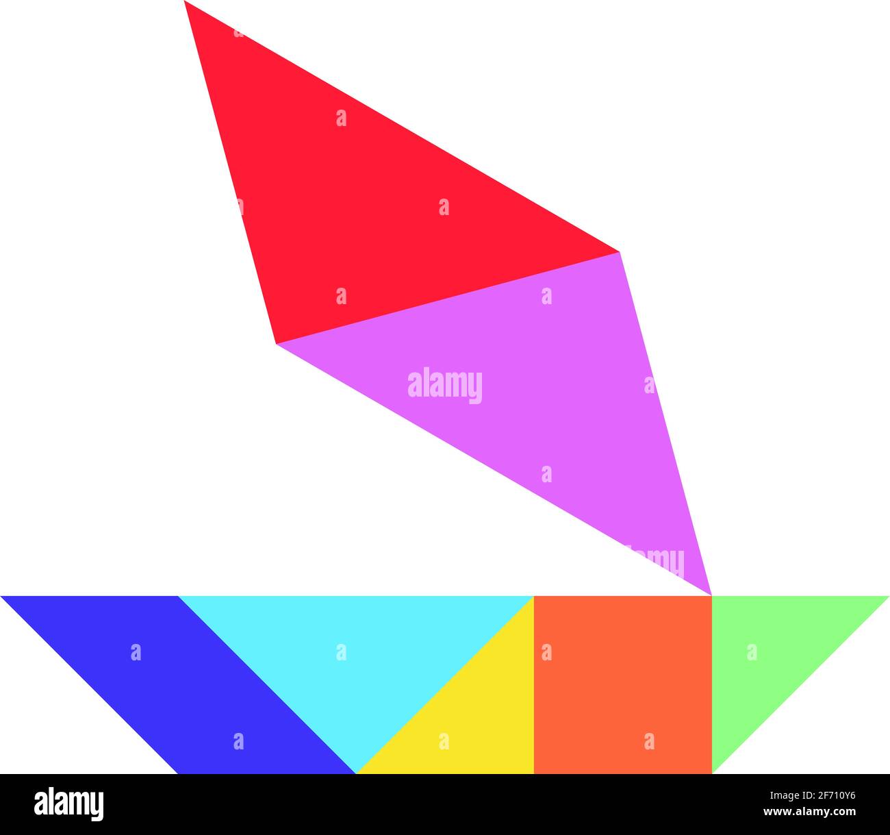 Color tangram puzzle in sailing boat shape on white background Stock ...