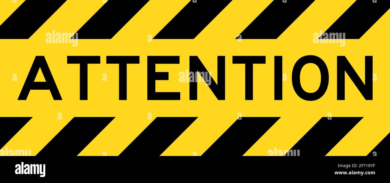 Yellow and black color with line striped label banner with word ...