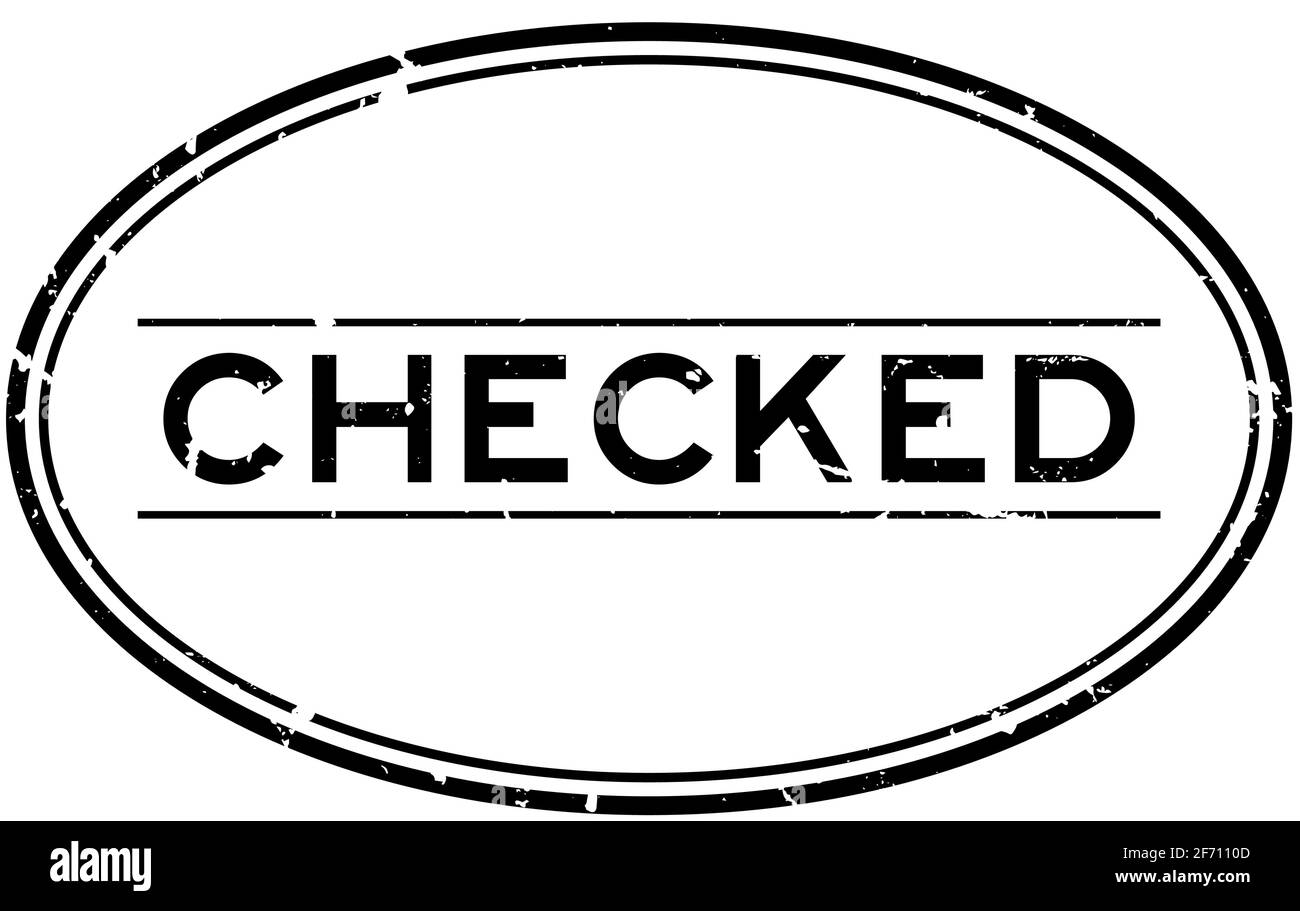 Grunge black checked word oval rubber seal stamp on white background ...