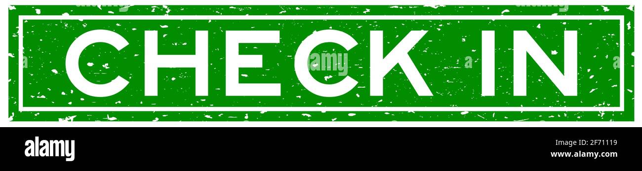 Grunge green check in word square rubber seal stamp on white background ...