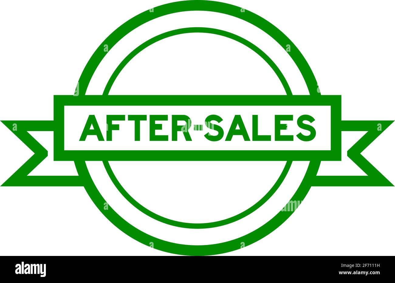 Vintage color round label banner with word after sales on white ...