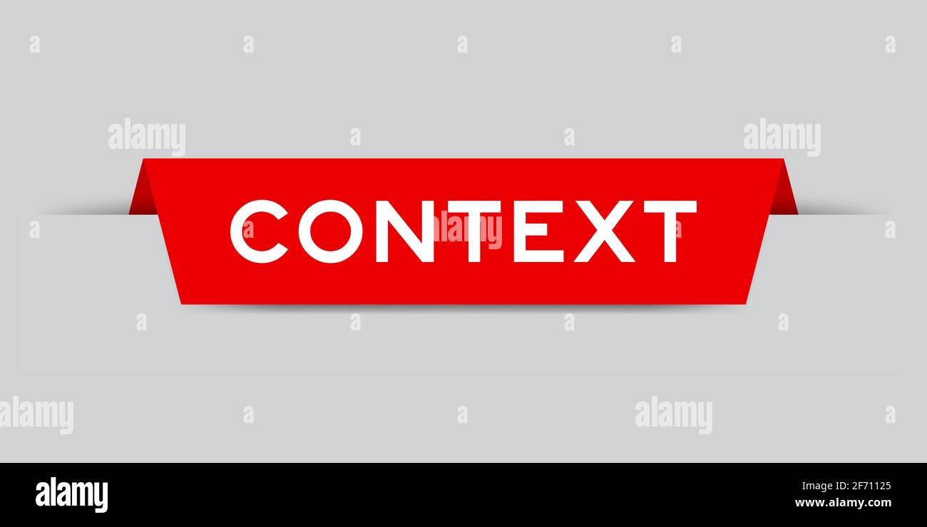 Red color inserted label with word context on gray background Stock ...