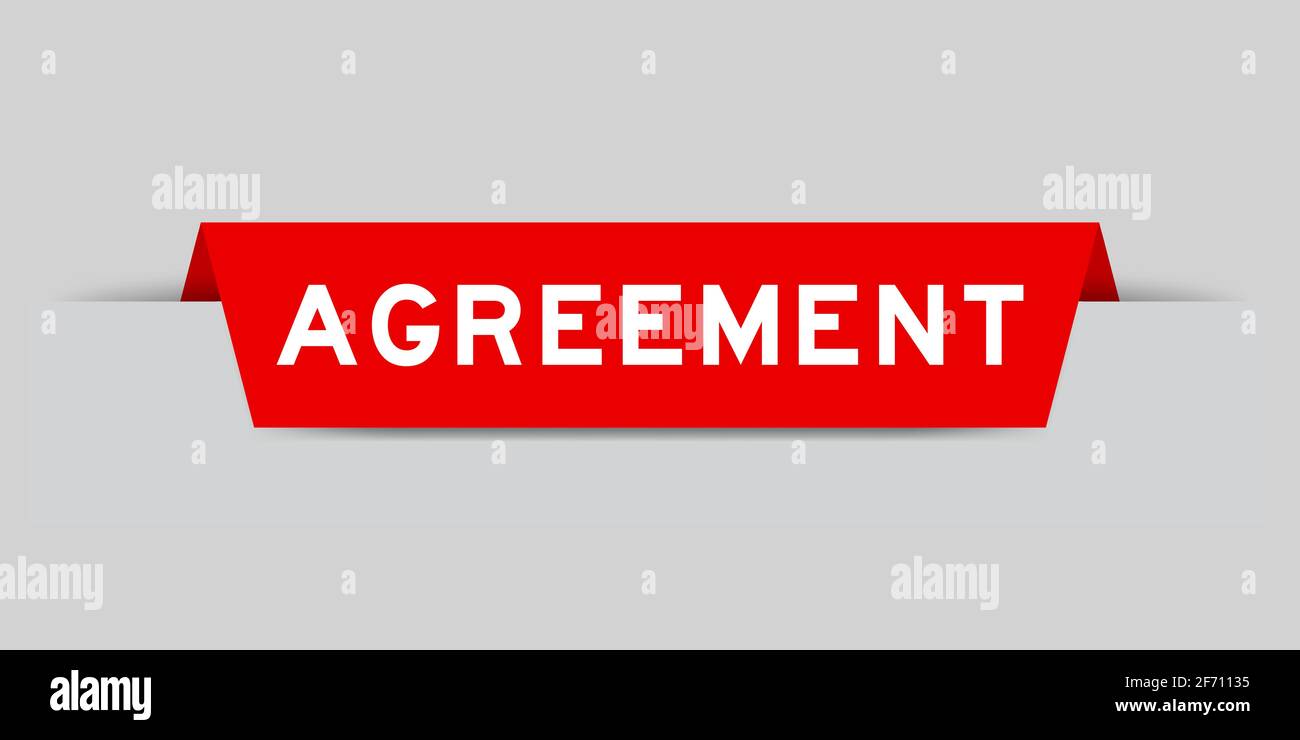 Red color inserted label with word agreement on gray background Stock ...