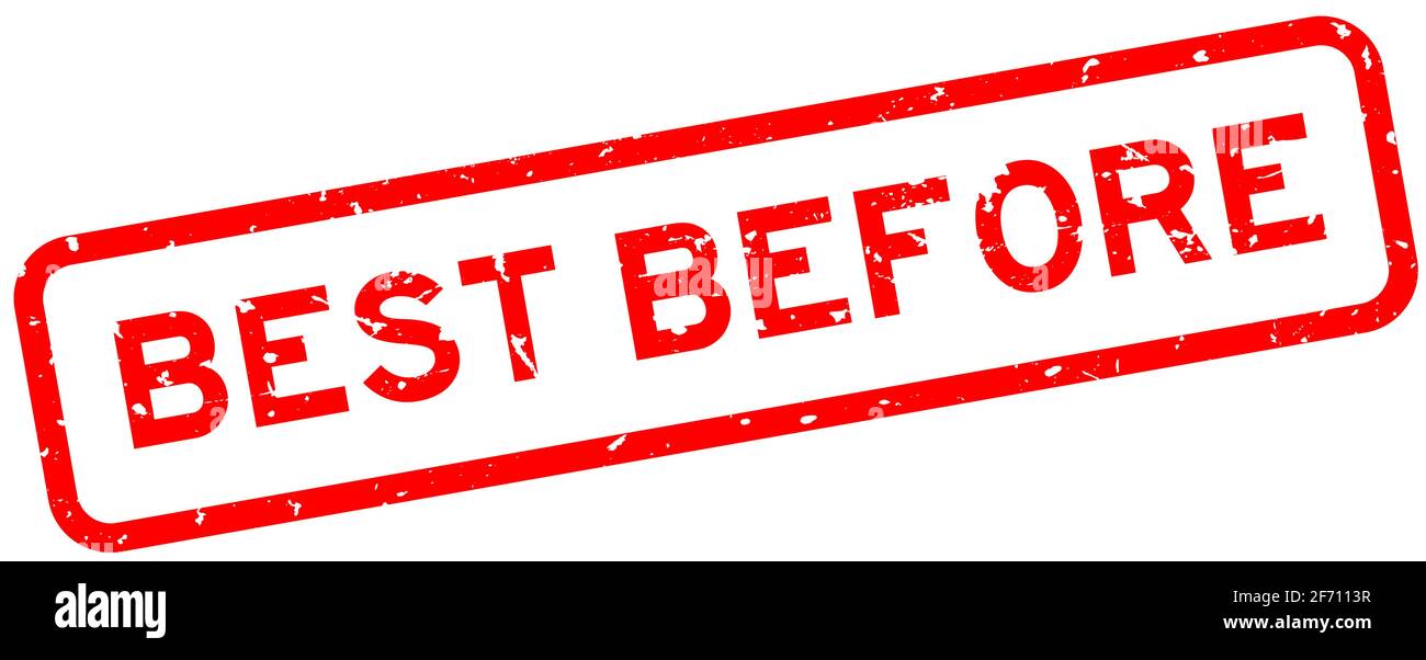 Grunge red best before word square rubber seal stamp on white ...