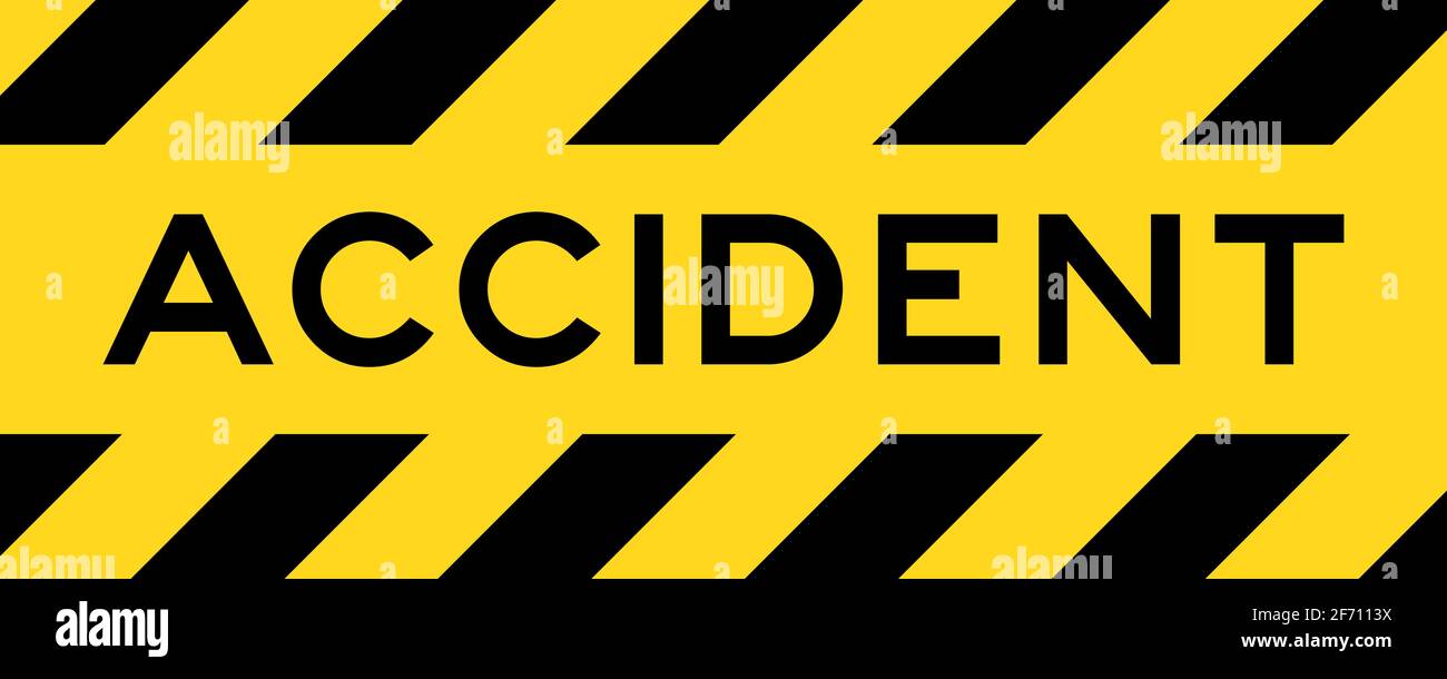 Yellow and black color with line striped label banner with word ...