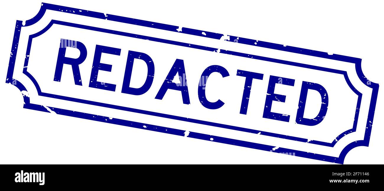 Grunge blue redacted word rubber seal stamp on white background Stock ...