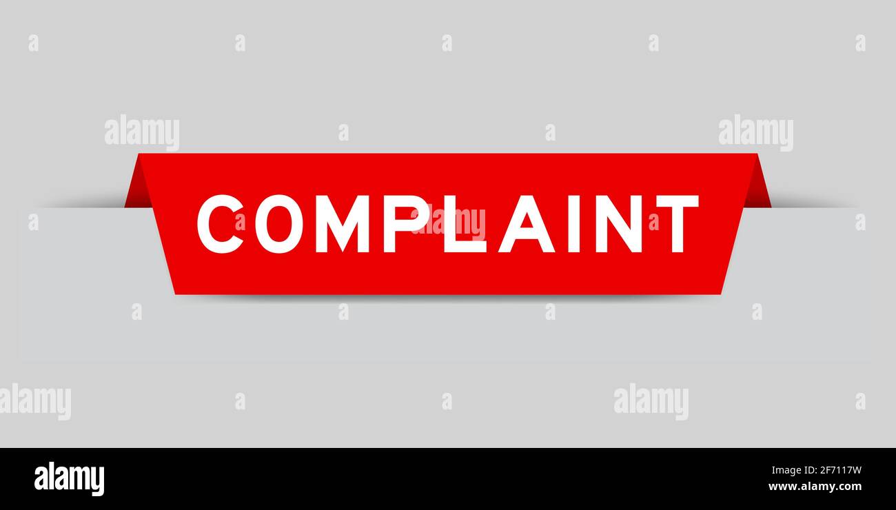 Red color inserted label with word complaint on gray background Stock ...