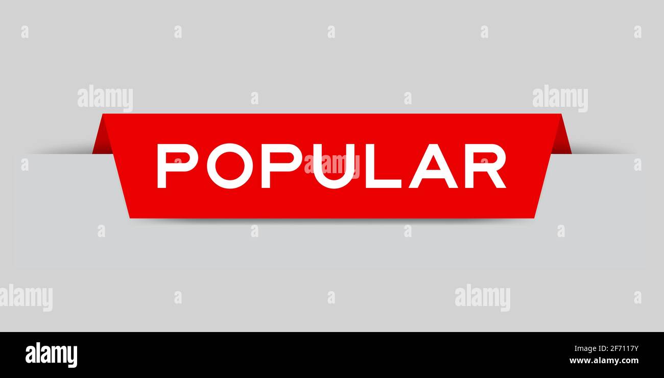Red color inserted label with word popular on gray background Stock ...
