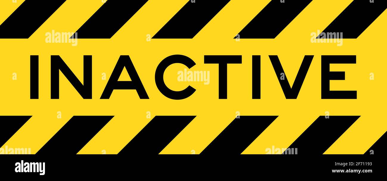 Yellow and black color with line striped label banner with word ...