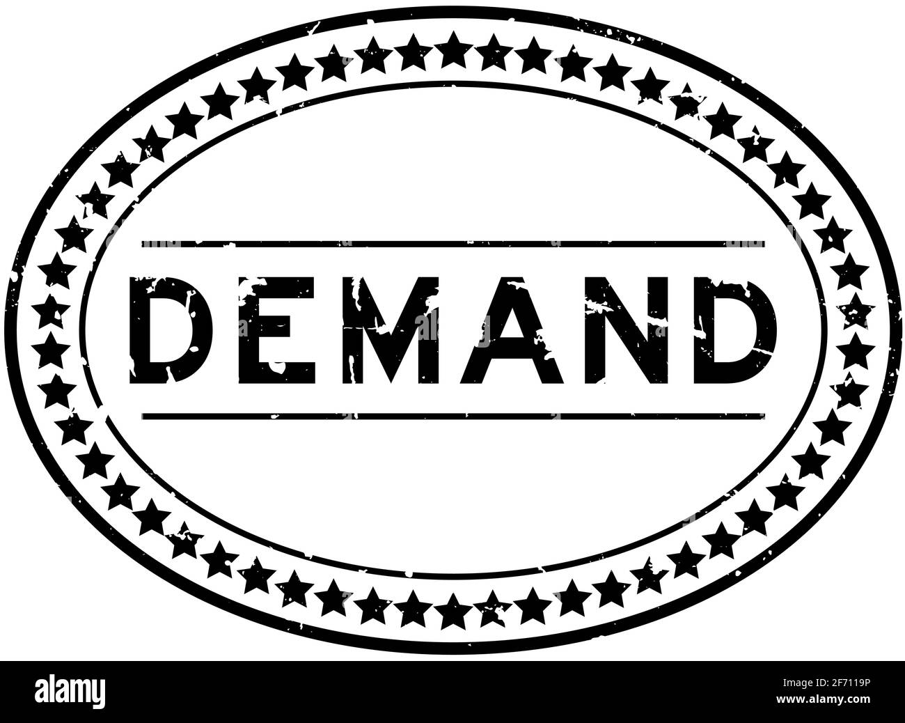 Grunge black demand word oval rubber seal stamp on white background ...