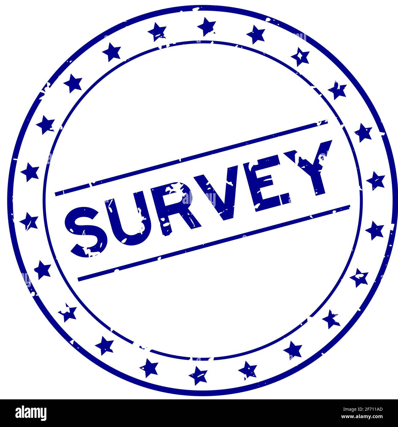 Grunge blue survey word round rubber seal stamp on white background ...