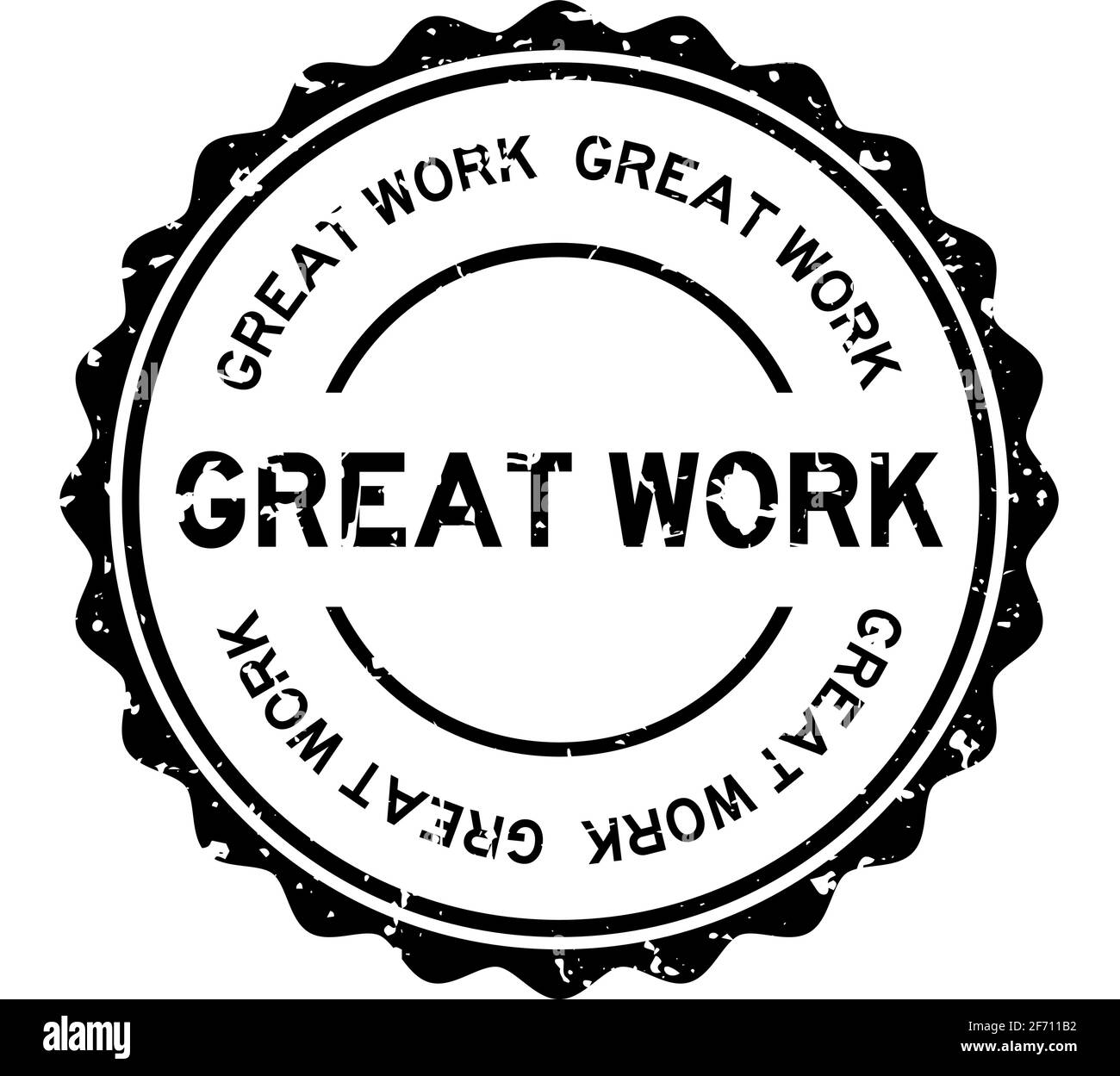 Grunge black great work word round rubber seal stamp on white ...