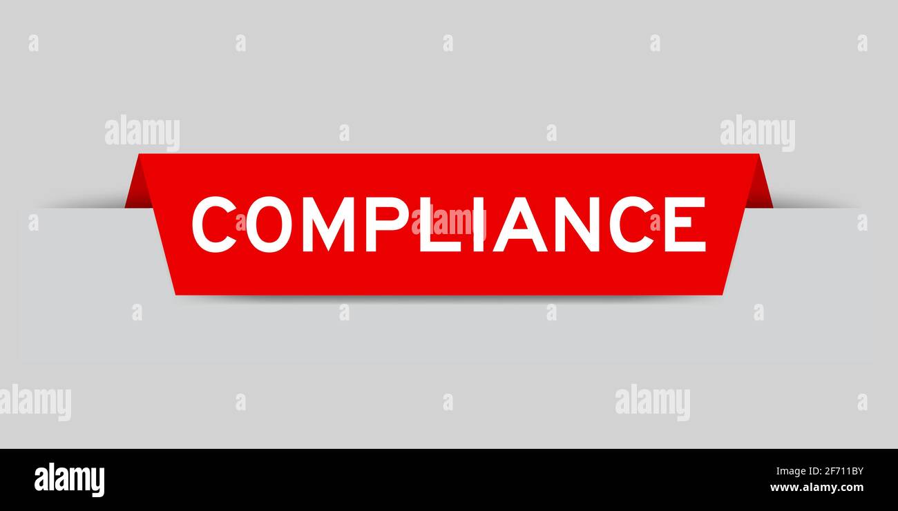 Red color inserted label with word compliance on gray background Stock ...