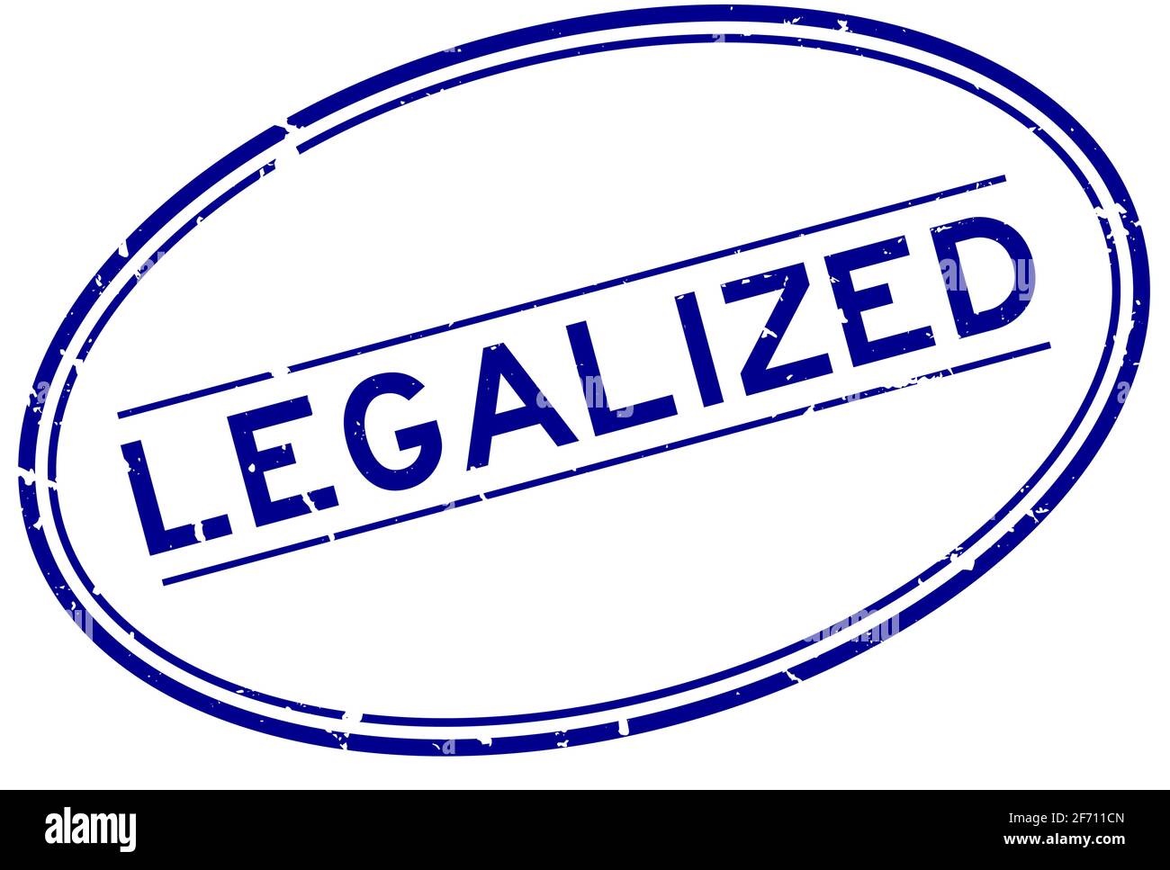 Grunge blue legalized word oval rubber seal stamp on white background ...