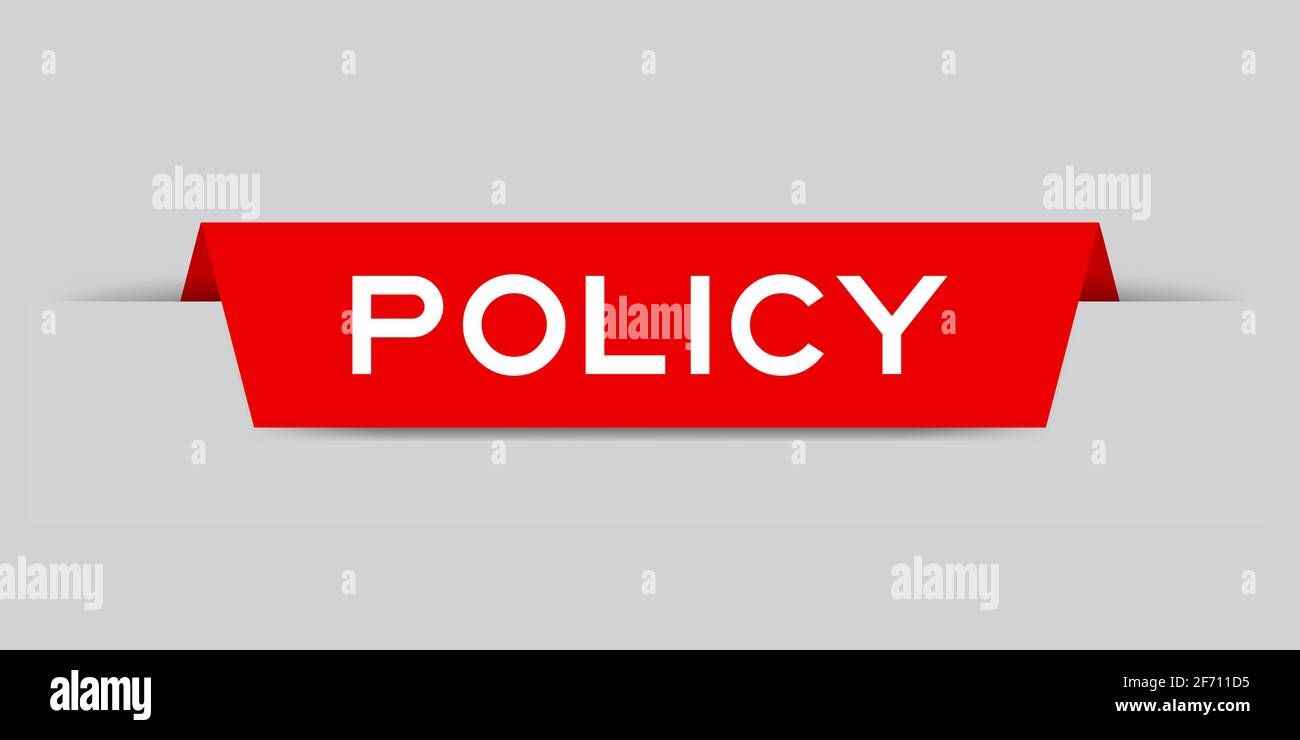 Red color inserted label with word policy on gray background Stock ...