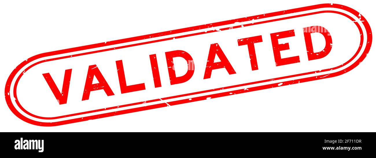 Grunge red validated word rubber seal stamp on white background Stock ...