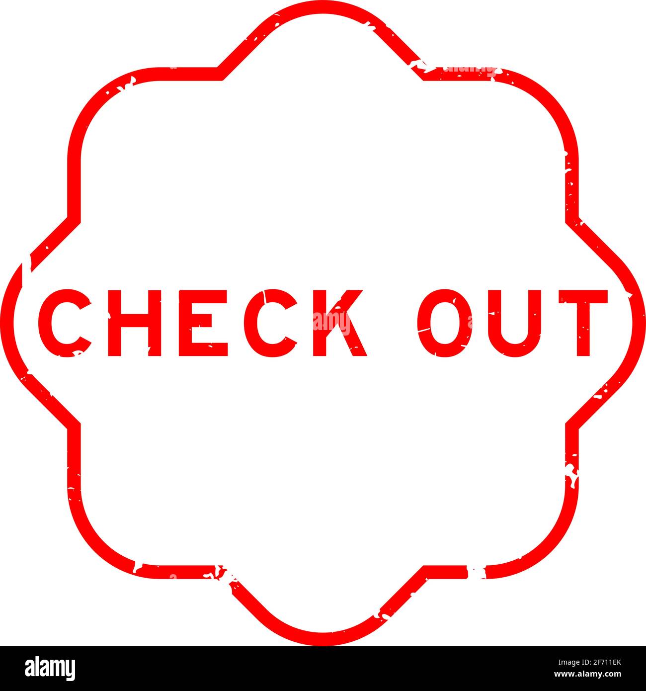 Grunge red check out word rubber seal stamp on white background Stock ...