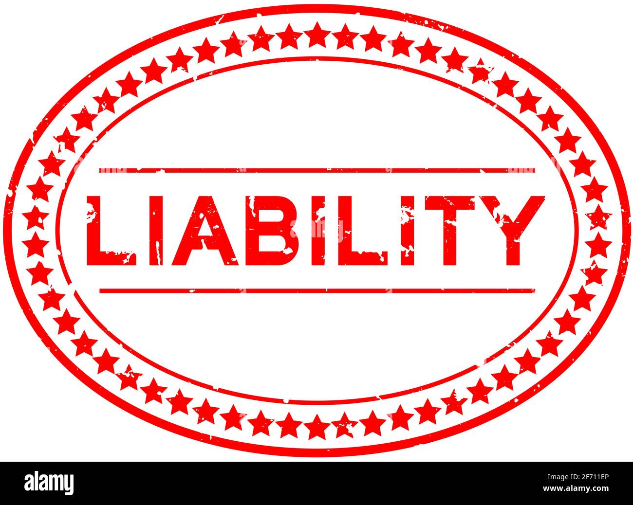 Grunge red liability word oval rubber seal stamp on white background ...