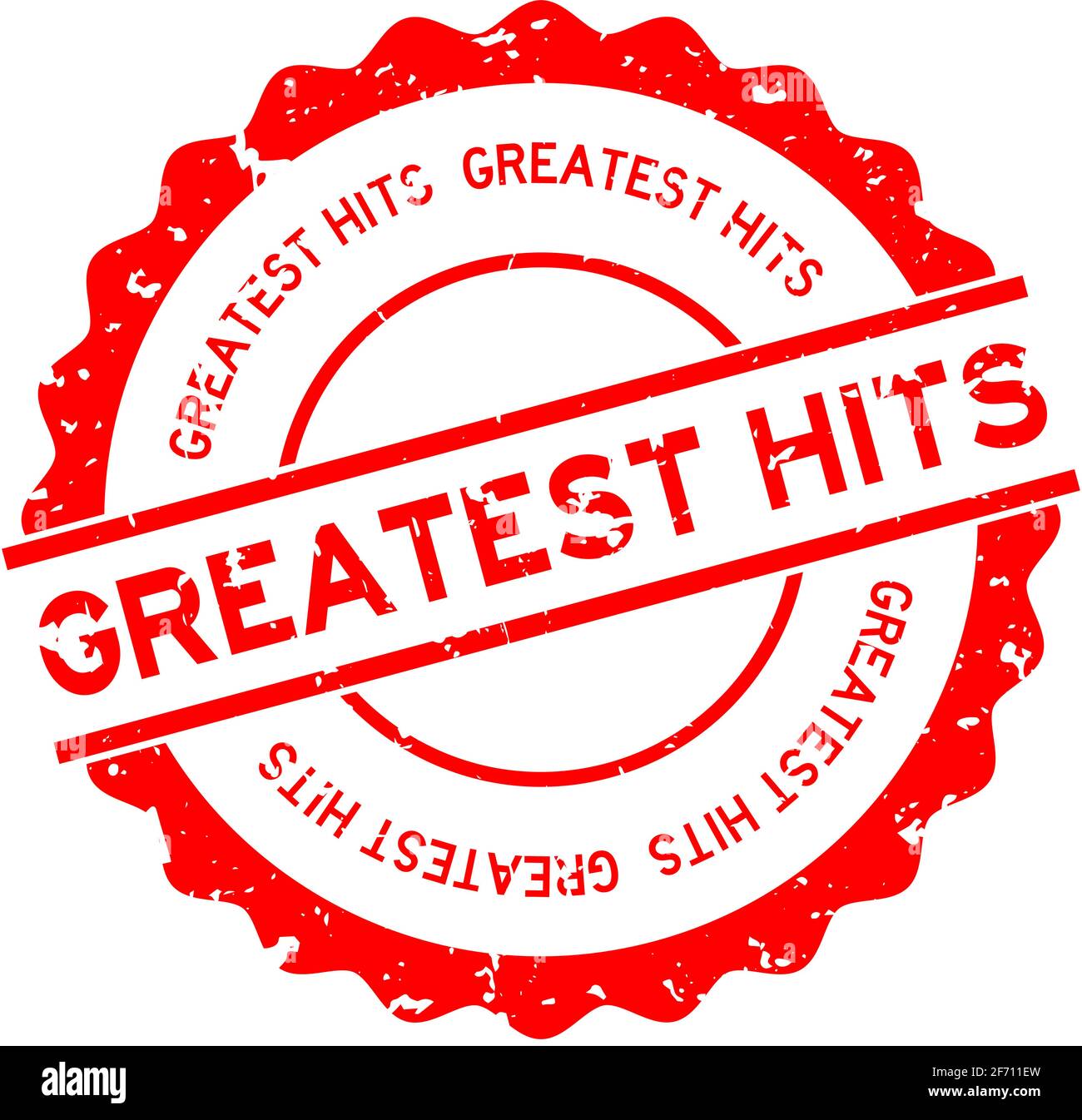 Grunge red greatest hits word round rubber seal stamp on white ...