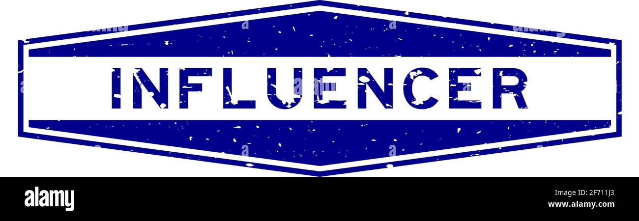 Grunge blue influencer word hexagon rubber seal stamp on white background Stock Vector Image ...