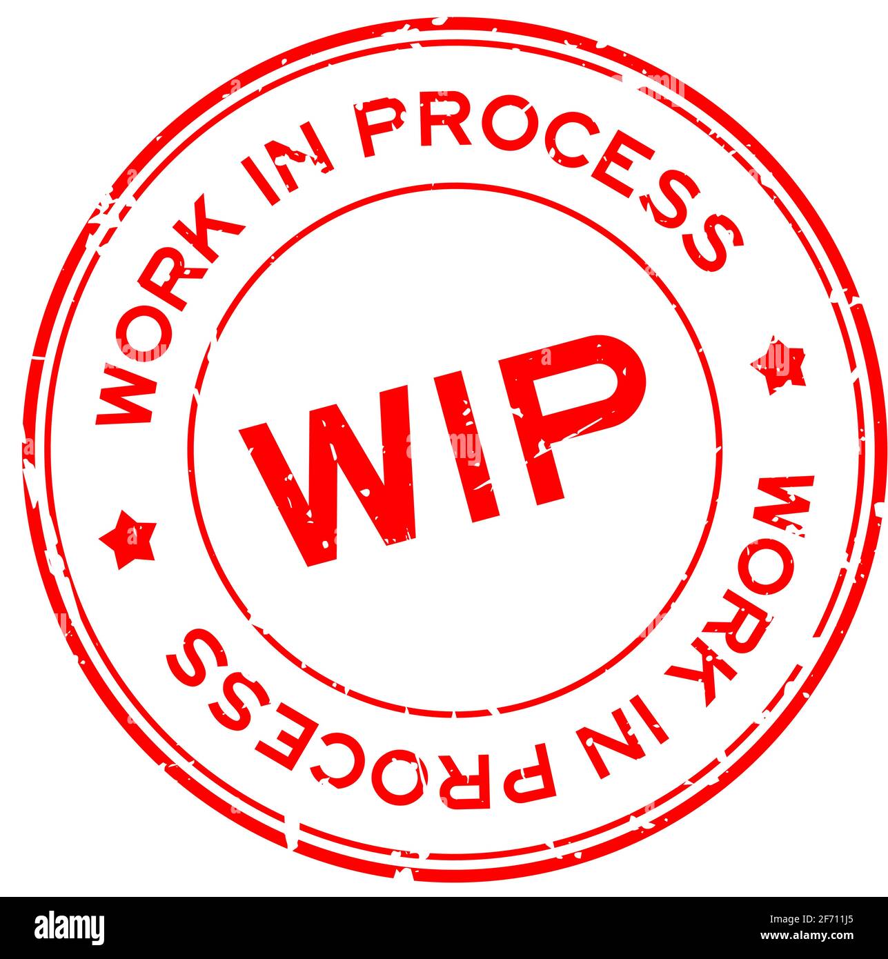 Grunge red WIP work in process word round rubber seal stamp on white ... Grunge red WIP work in process word round rubber seal stamp on white ...