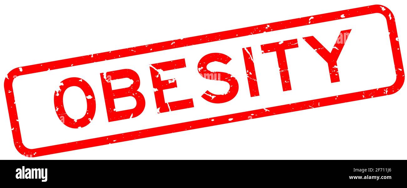 Grunge red obesity word square rubber seal stamp on white background ...