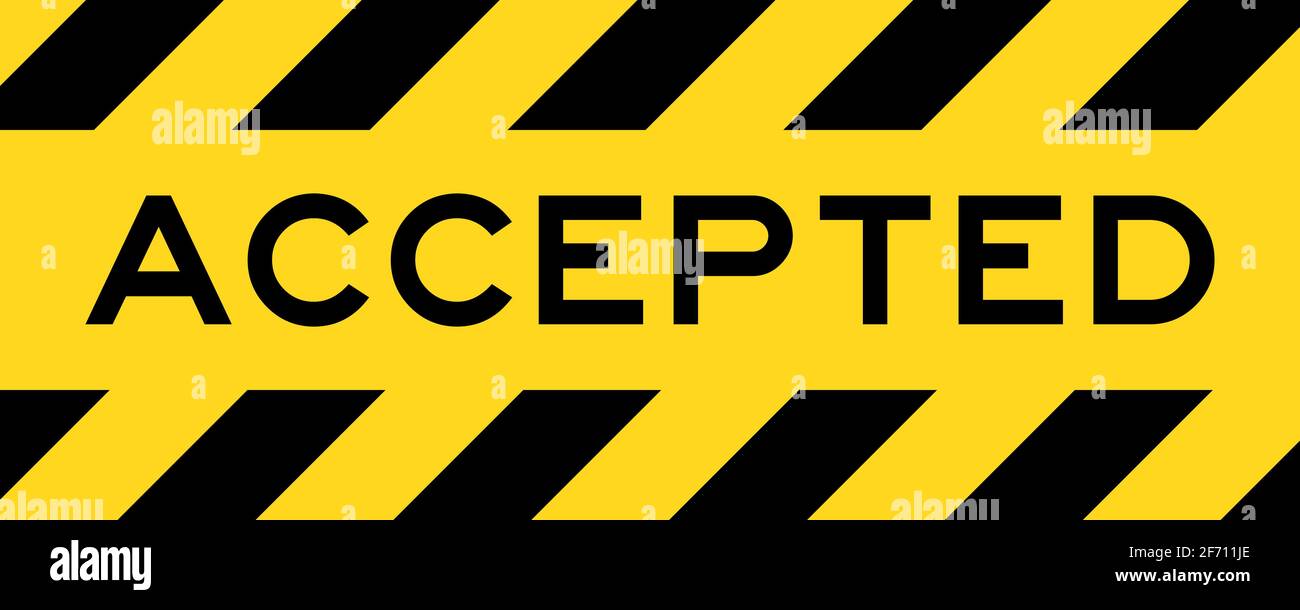 Yellow and black color with line striped label banner with word ...