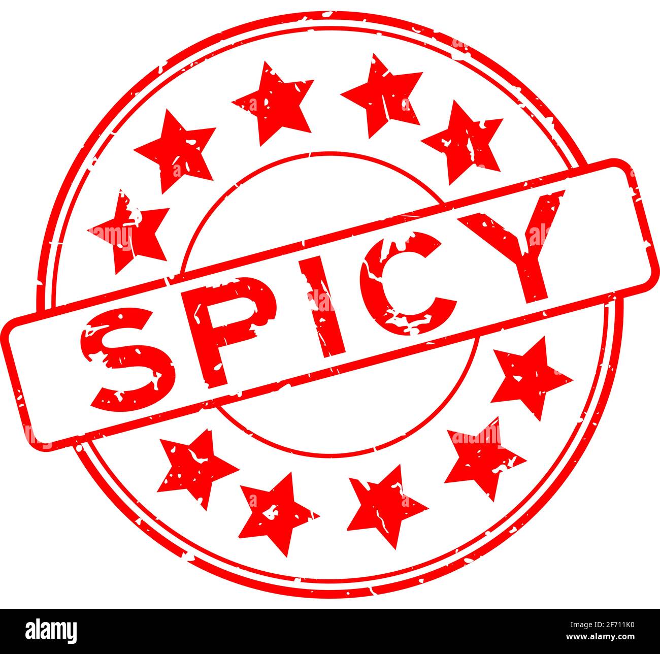Grunge red spicy word with star icon round rubber seal stamp on white background Stock Vector ...