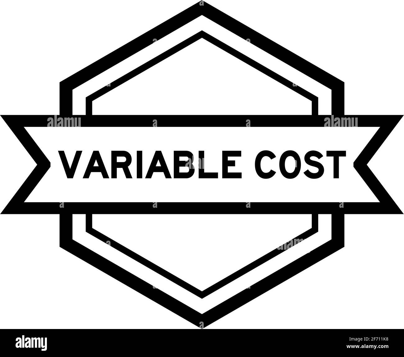 Vintage hexagon label banner with word variable cost in black color on ...