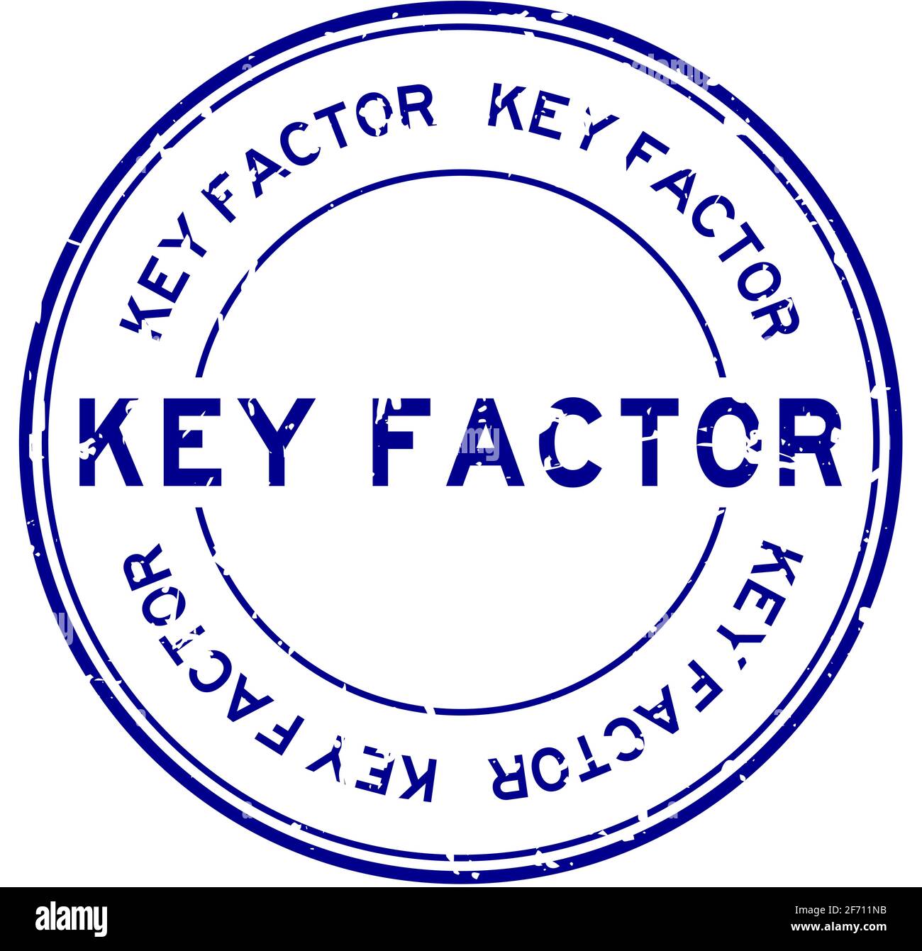 Grunge blue key factor word round rubber seal stamp on white background ...