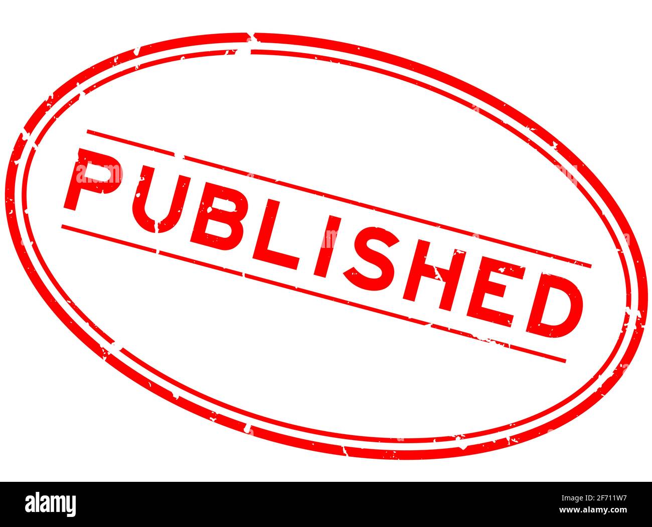 Grunge red published word oval rubber seal stamp on white background ...