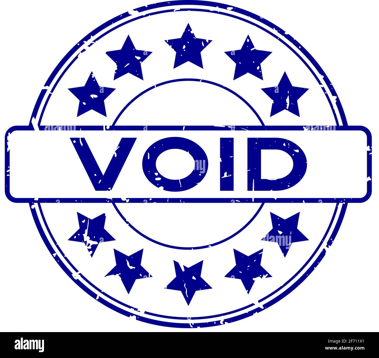 Grunge blue void word with star icon rubber seal stamp on white ...