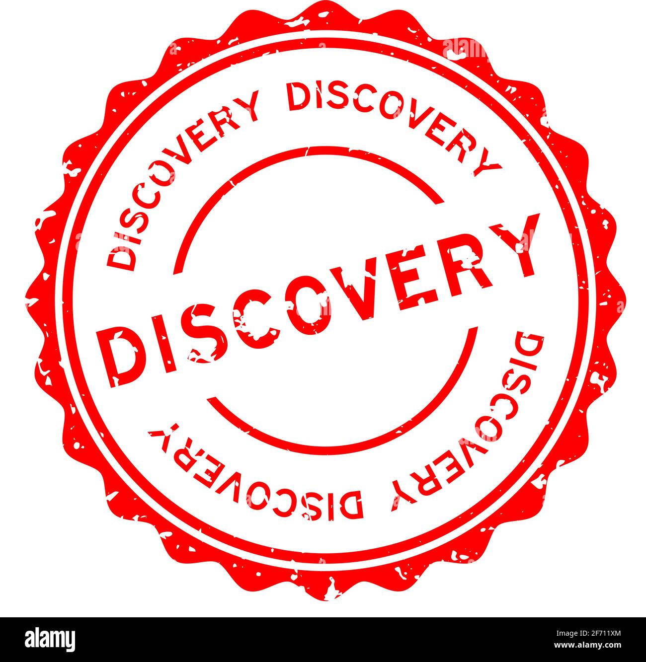 Grunge red discovery word round rubber seal stamp on white background ...