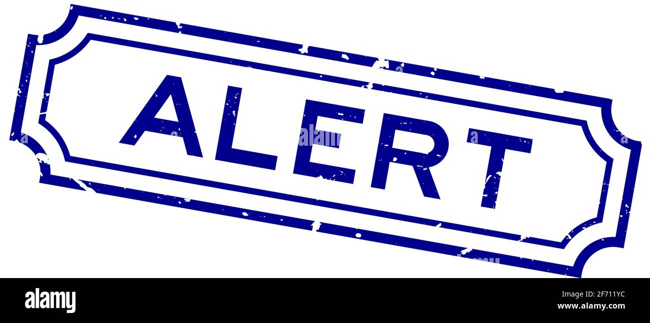 Grunge blue alert word rubber seal stamp on white background Stock ...