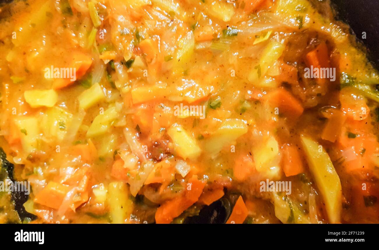 Stewed vegetables close-up, horizontal food background Stock Photo - Alamy