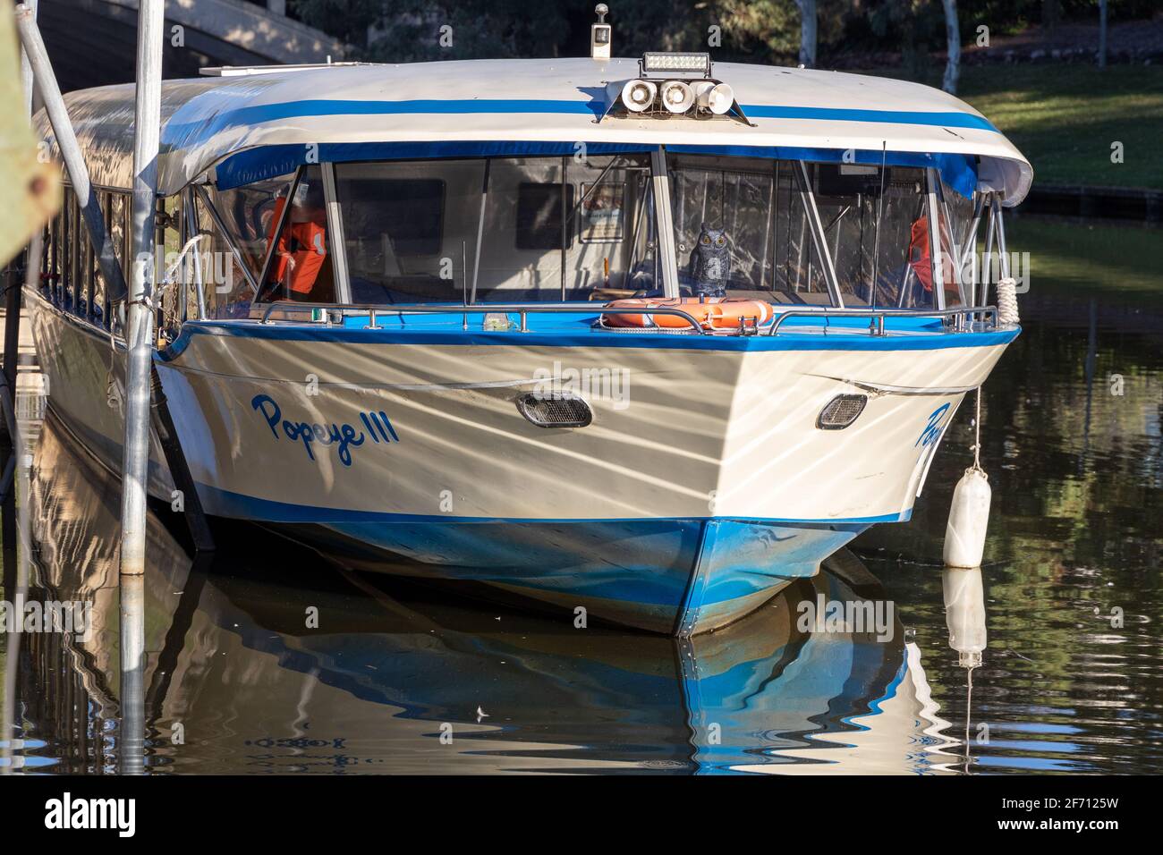 A close up of the popeye cruise boat on the river torrens in adelaide ...