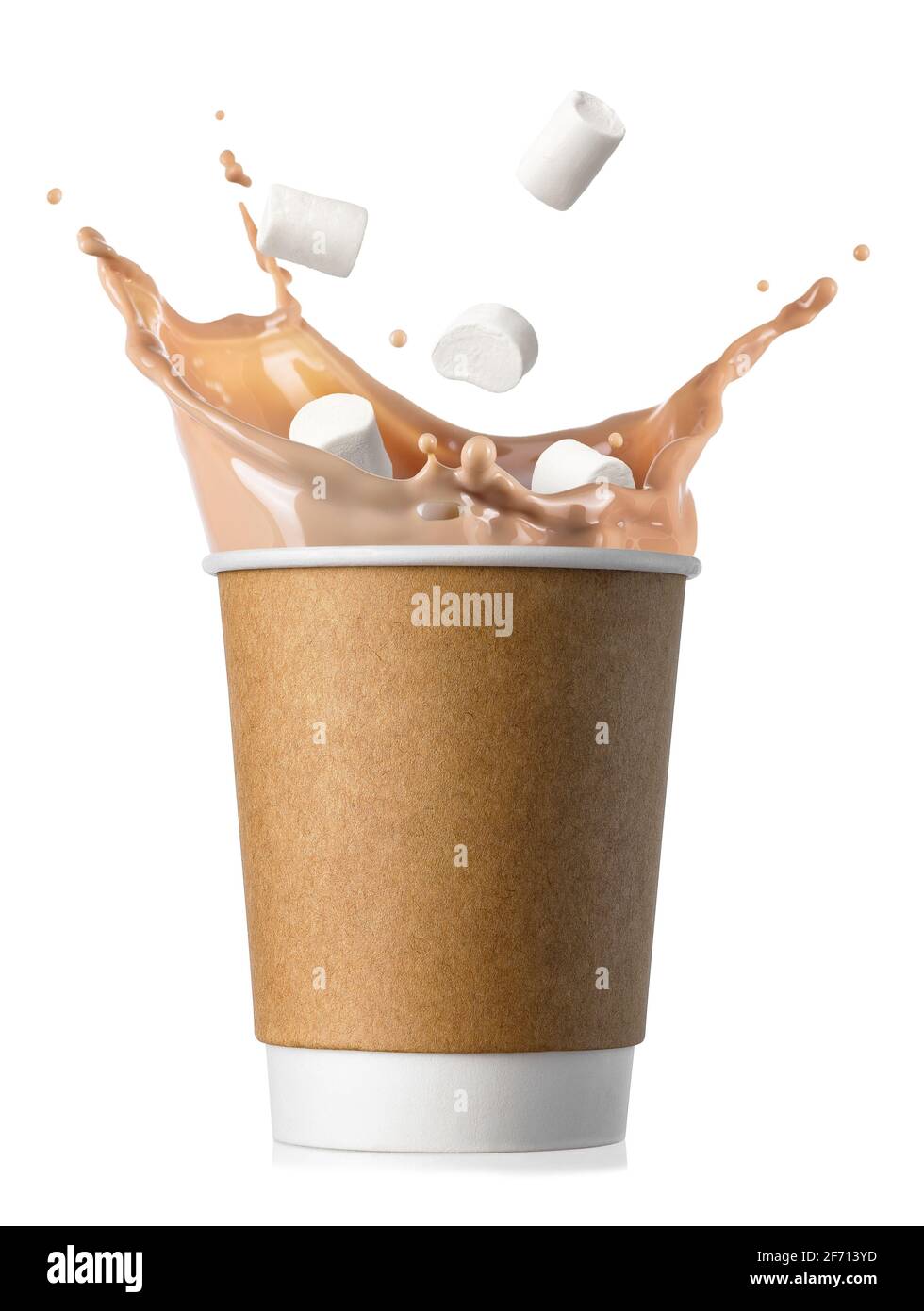 cardboard disposable cup of cocoa with marshmallows Stock Photo - Alamy
